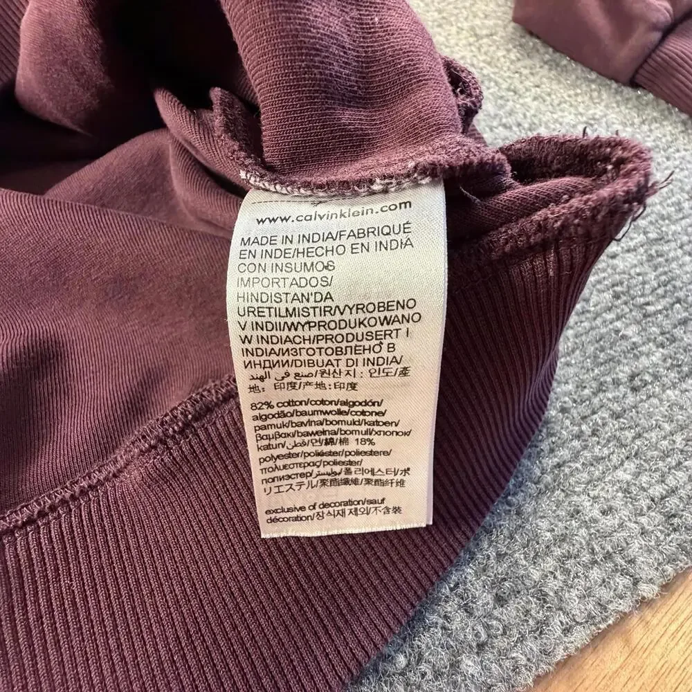 Calvin Klein | Shirts | Calvin Klein Mens Maroon Hoodie With Logo Tape ...
